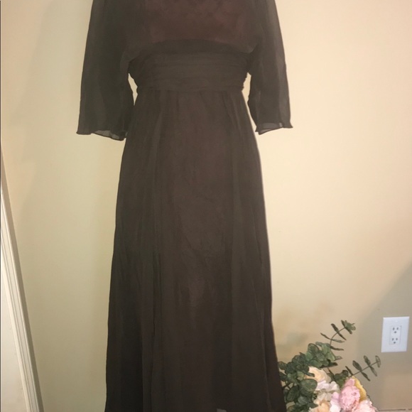 Miss Elliette | Dresses | Vintage Miss Elliette Brown Chiffon Dress ...